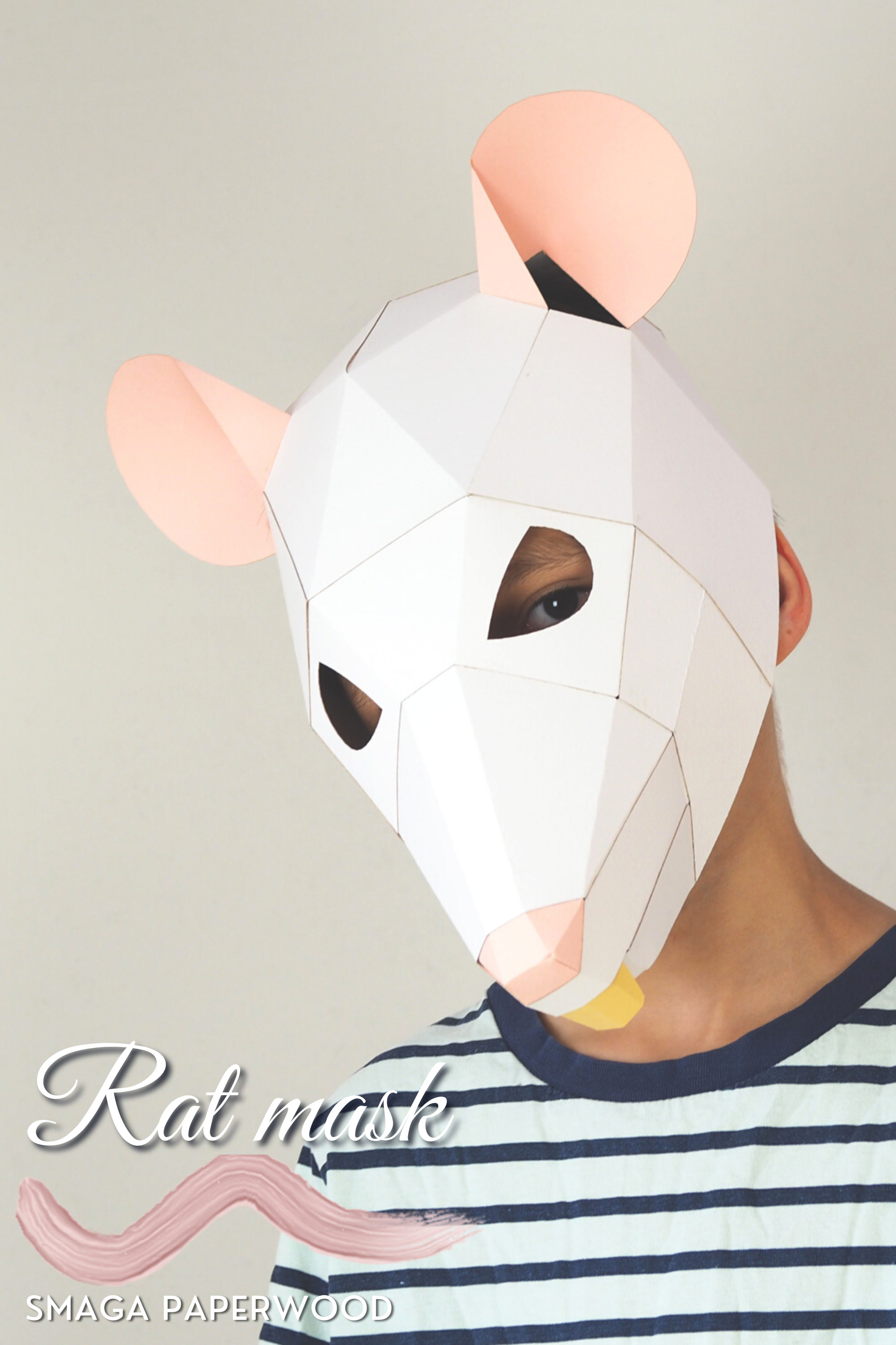 Papercraft Rat Mask Pattern: Kids and Adults Size. DIY Rat Costume PDF ...