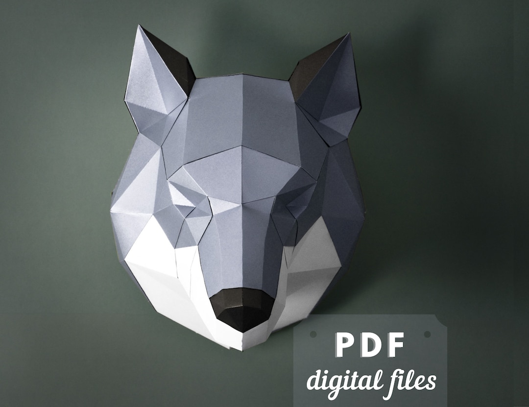 Wolf Papercraft Sculpture, 3d Wolf Head DIY Paper Craft, PDF Template ...