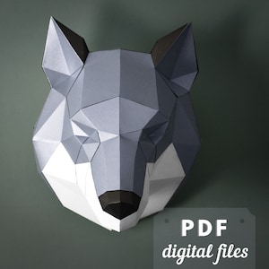 Wolf Papercraft Sculpture, 3d Wolf Head DIY Paper Craft, PDF Template ...