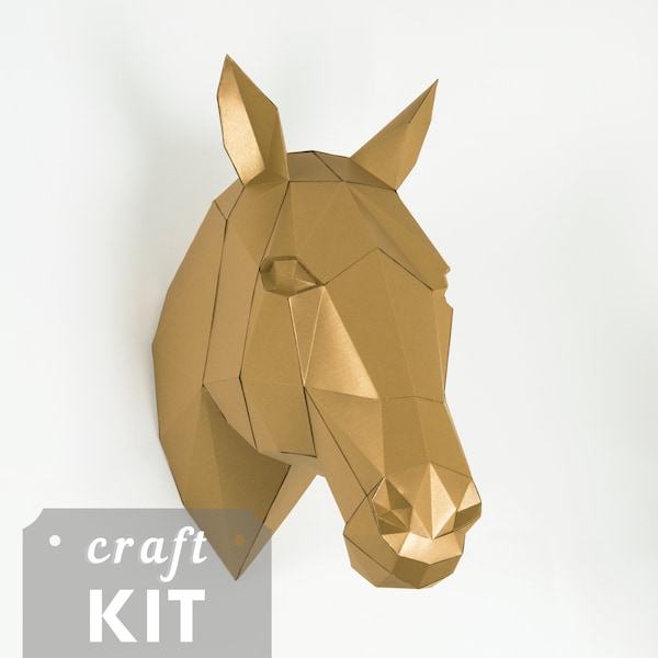 Horse Head Papercraft Geometric - Etsy