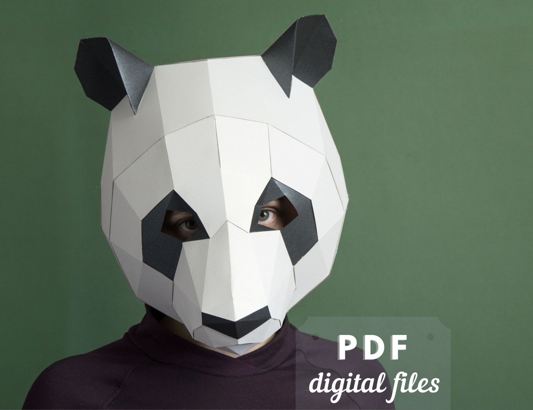 Panda Mask Pattern: Printable Papercraft Mask, Instant Download, DIY ...