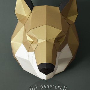 Wolf Papercraft Sculpture, 3d Wolf Head DIY Paper Craft, PDF Template ...