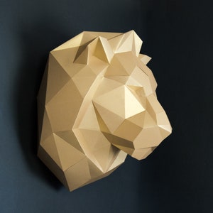 Paper Lion Head, 3d Papercraft: Origami Wall Decoration. Printable ...