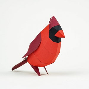 Cardinal Paper Bird Craft, SVG + PDF Cricut Templates, Vintage ...