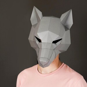 Wolf Mask Pattern | Papercraft PDF Mask Template | Origami Wolf Mask ...