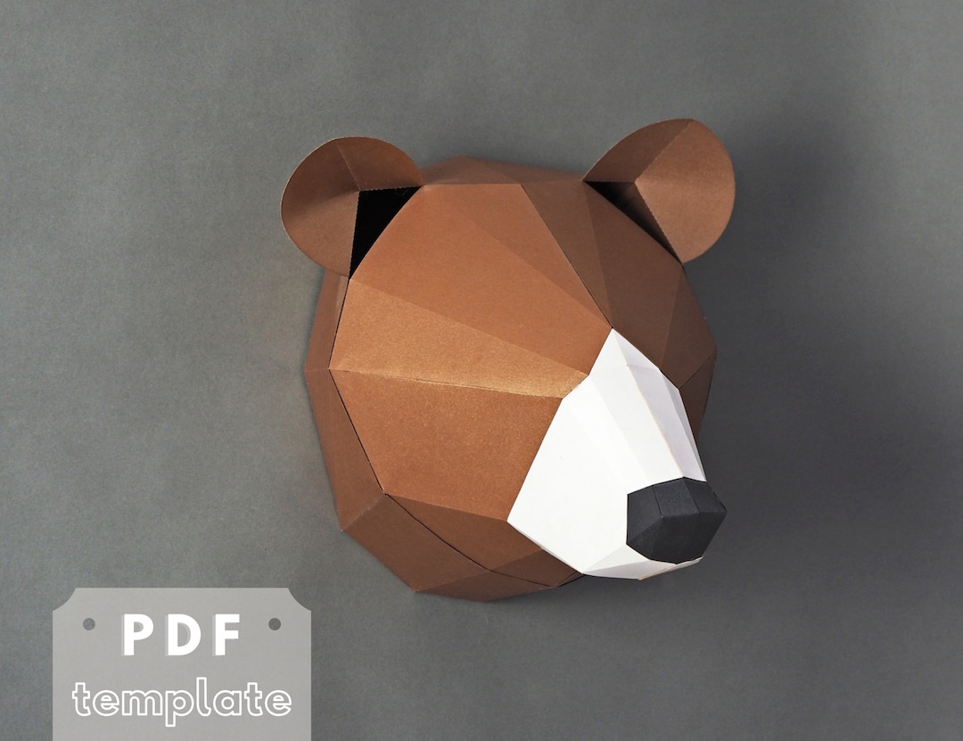Bear Papercraft Sculpture, Printable PDF Template. 3d Origami Wall Art ...