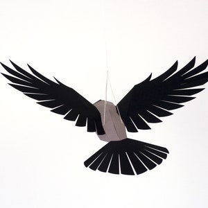 Crow Papercraft 3d. Low Poly Flying Bird. Black Bird Sculpture, DIY ...
