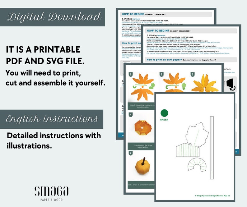 3D Pumpkin Papercraft Template: DIY Autumn Decor (SVG & PDF) - Etsy