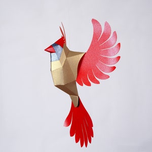 Northern Cardinal Hanging Bird. 3d Papercraft Printable Template. DIY ...
