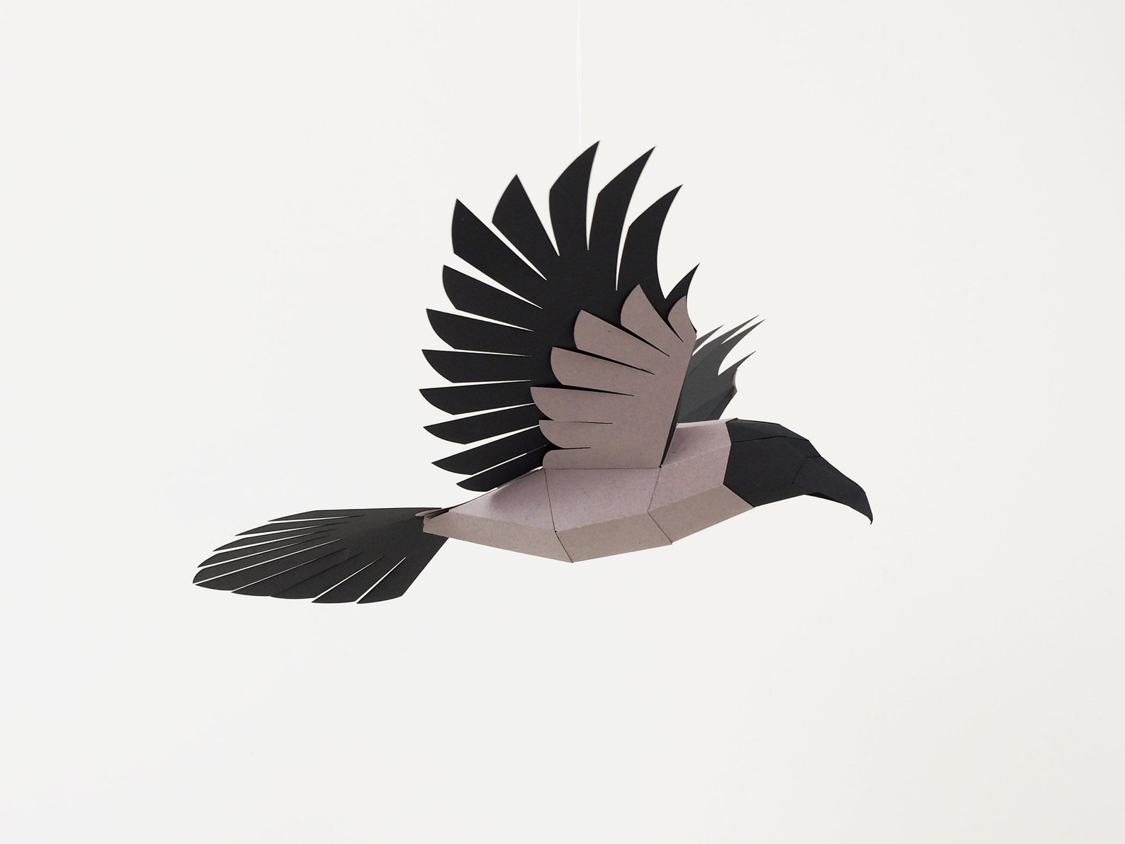 Crow Papercraft 3d. Low Poly Flying Bird. Black Bird Sculpture, DIY ...