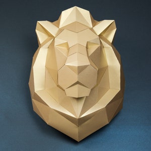 Paper Lion Head, 3d Papercraft: Origami Wall Decoration. Printable ...