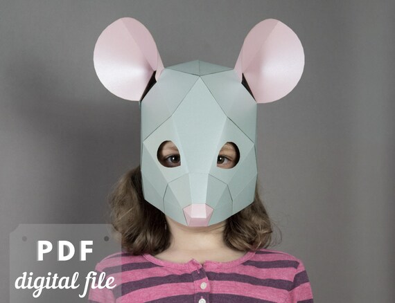 Buy Mouse Mask for a Kids Costume. Papercraft Pdf Low Poly Mask. Online ...