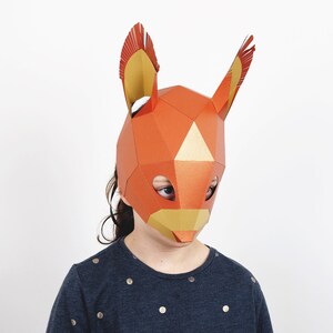 Squirrel Mask Pattern, Papercraft Animal Costume Mask for Children, PDF ...