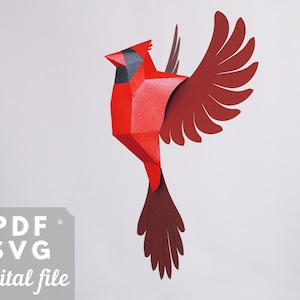 Northern Cardinal Hanging Bird. 3d Papercraft Printable Template. DIY ...
