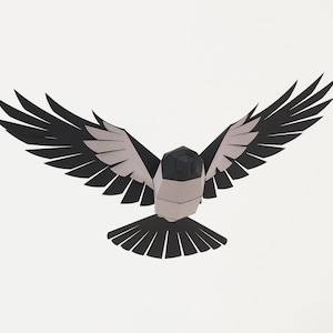 Crow Papercraft 3d. Low Poly Flying Bird. Black Bird Sculpture, DIY ...