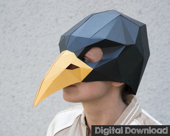 Bird mask for a bird costume. halloween mask. DIY mask low | Etsy