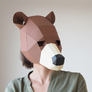 Bear Mask | DIY Papercraft, PDF + SVG Printable Template, Easy Animal ...