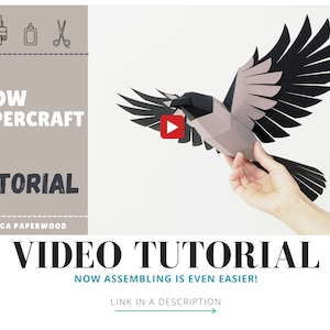 Crow Papercraft 3d. Low Poly Flying Bird. Black Bird Sculpture, DIY ...