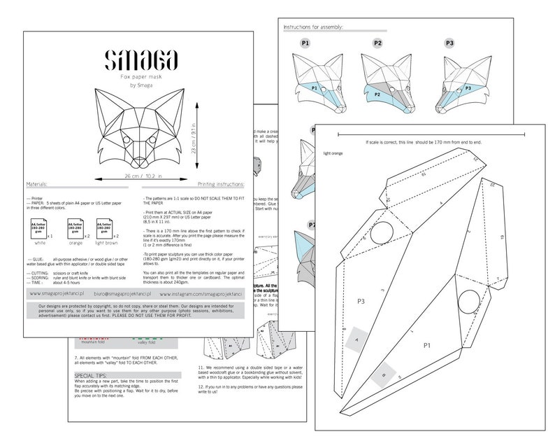 Fox Mask Papercraft Mask. Fantastic Mr Fox Halloween - Etsy