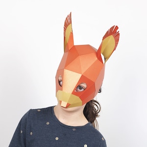 Squirrel Mask Pattern, Papercraft Animal Costume Mask for Children, PDF ...