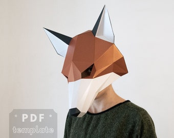 Low Poly Fox Mask Template - Etsy