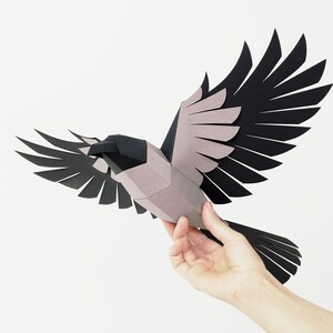 Crow Papercraft 3d. Low Poly Flying Bird. Black Bird Sculpture, DIY ...