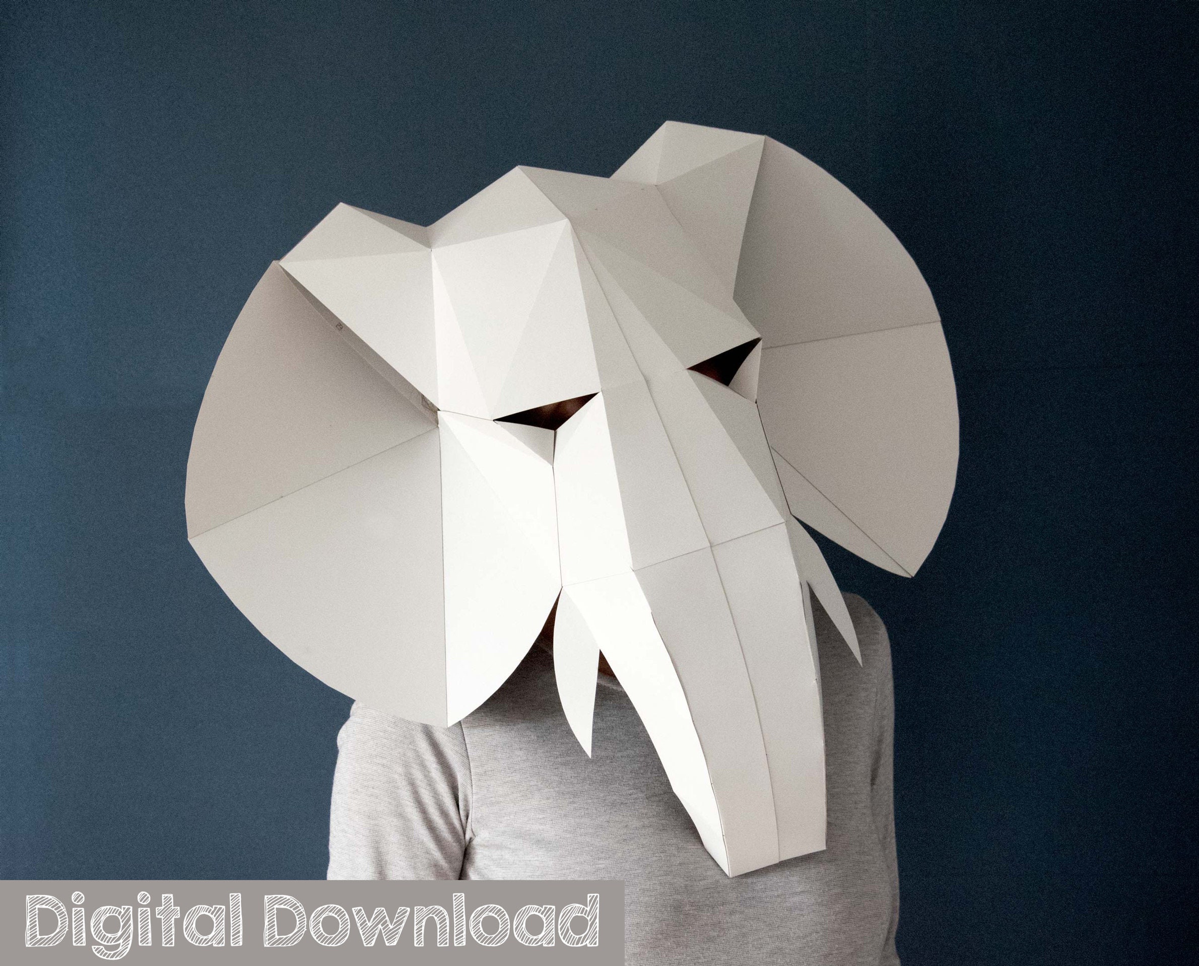 Elephant mask digital download halloween costume. Papercraft | Etsy