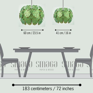 Monstera Lamp, Drum Lampshape, Tropical Chandelier Lighting for Dining ...