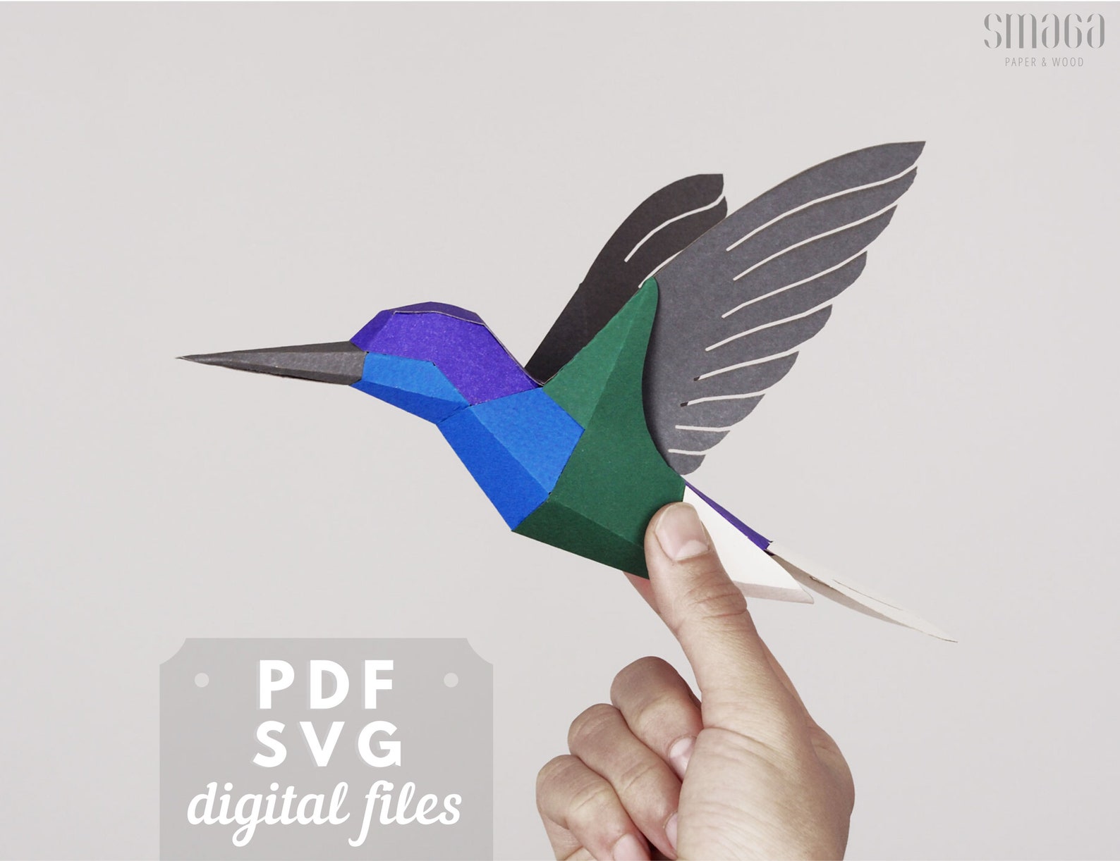 Low Poly Paper Craft, Hummingbird SVG, PDF Digital Download. Mobile ...