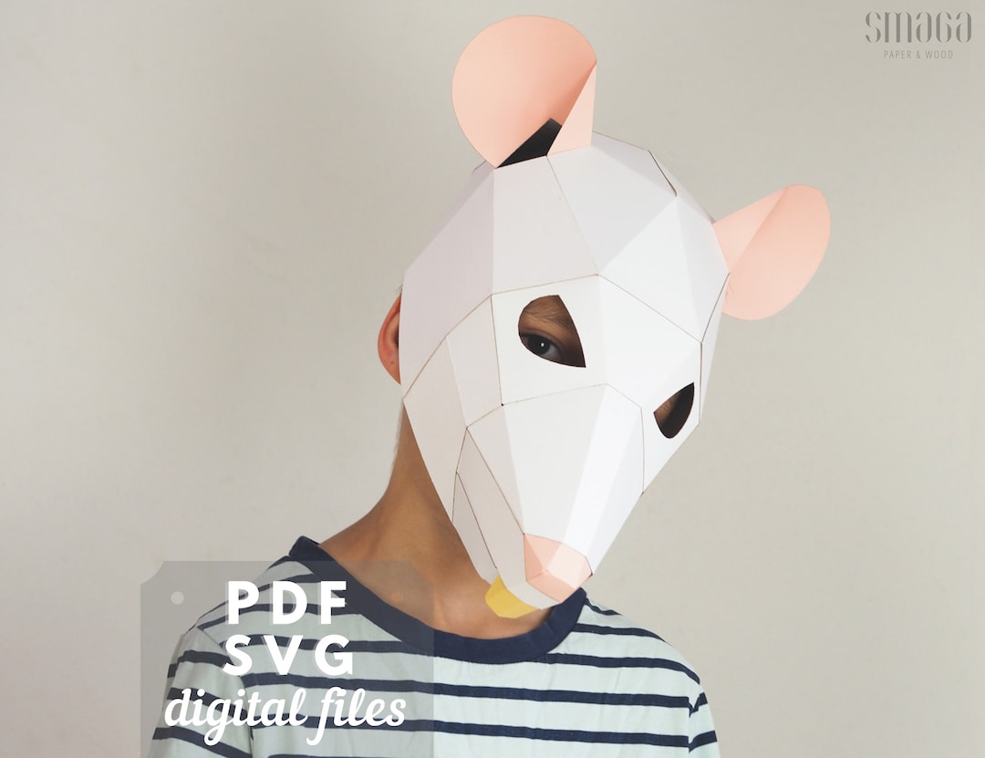 Papercraft Rat Mask Pattern: Kids and Adults Size. DIY Rat Costume PDF ...