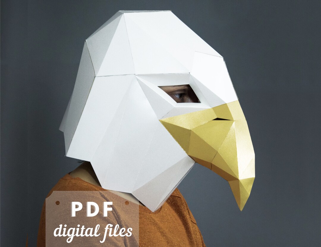 Eagle Mask Template. 3D Papercraft Mask for a Bird Costume: Halloween ...