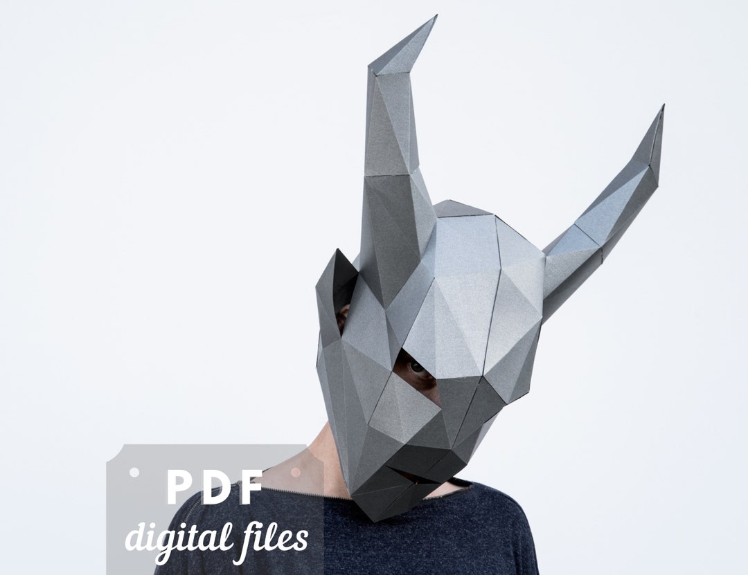 Demon Mask Papercraft, Masquarade Devil Mask, PDF Template, DIY ...