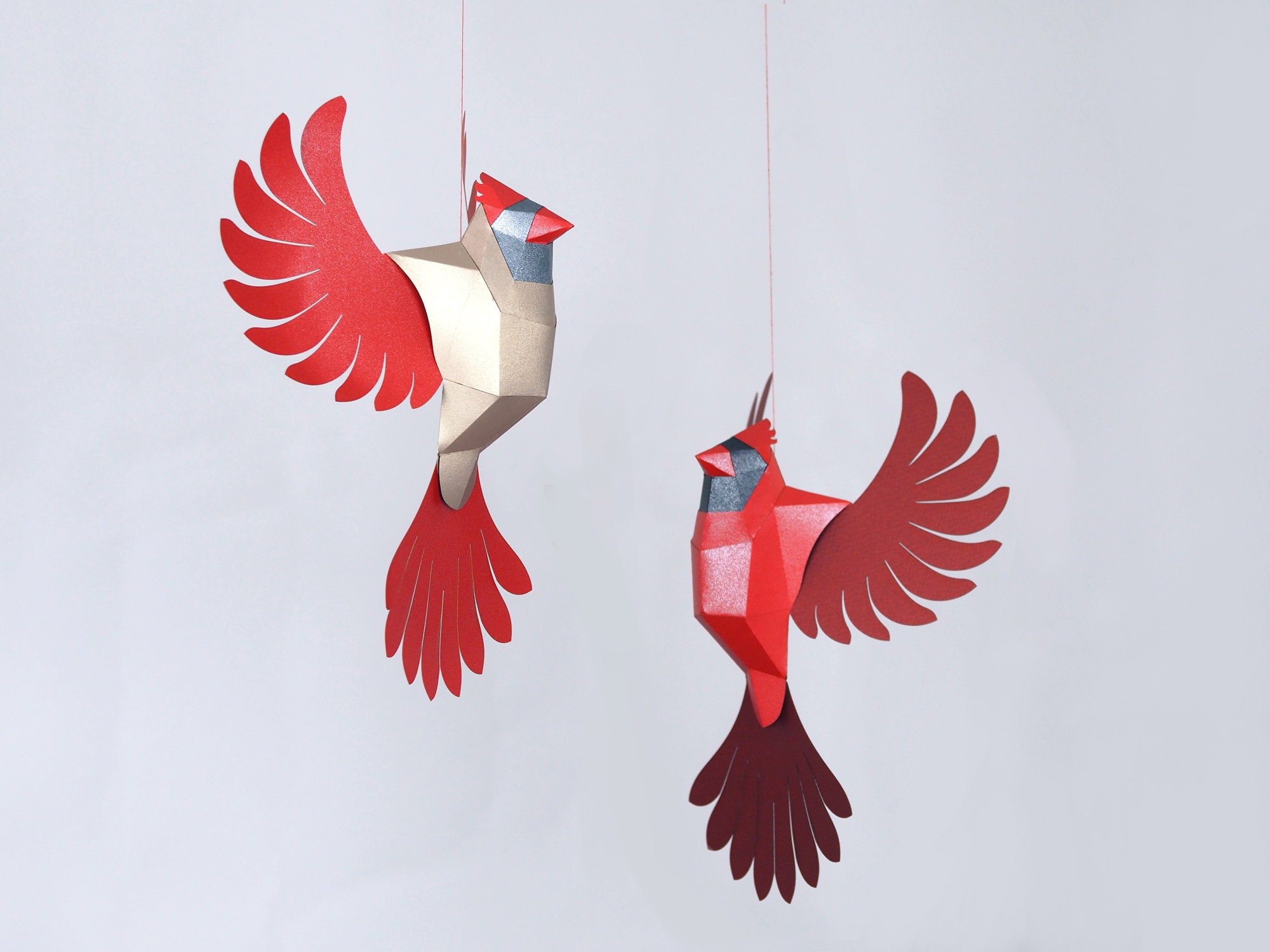 3D Origami Cardinal Bird Paper Craft Template (PDF, SVG) - Etsy