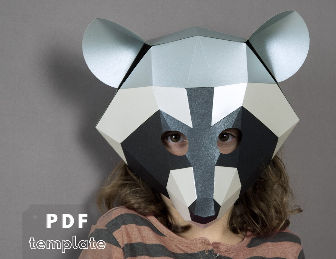 Raccoon Mask, DIY Papercraft, Printable Template. Kids Halloween ...