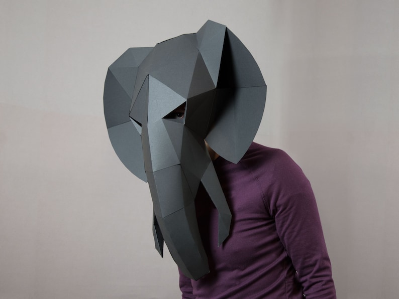 Elephant Mask Pattern, DIY Papercraft. Printable PDF Template ...