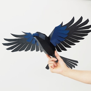 Raven Sculpture, 3D Papercraft Bird. Paper Crow SVG & PDF Pattern. Dark ...