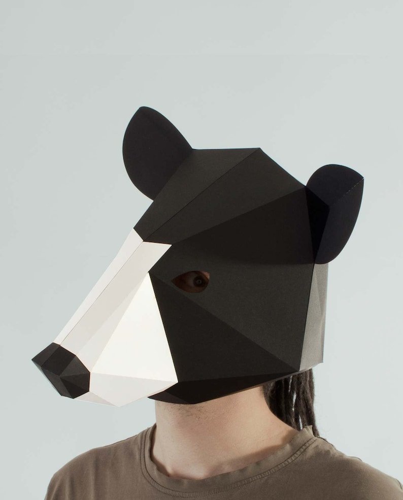 Bear Paper Mask. Masquarade Mask Men. Low Poly Mask. Printable - Etsy