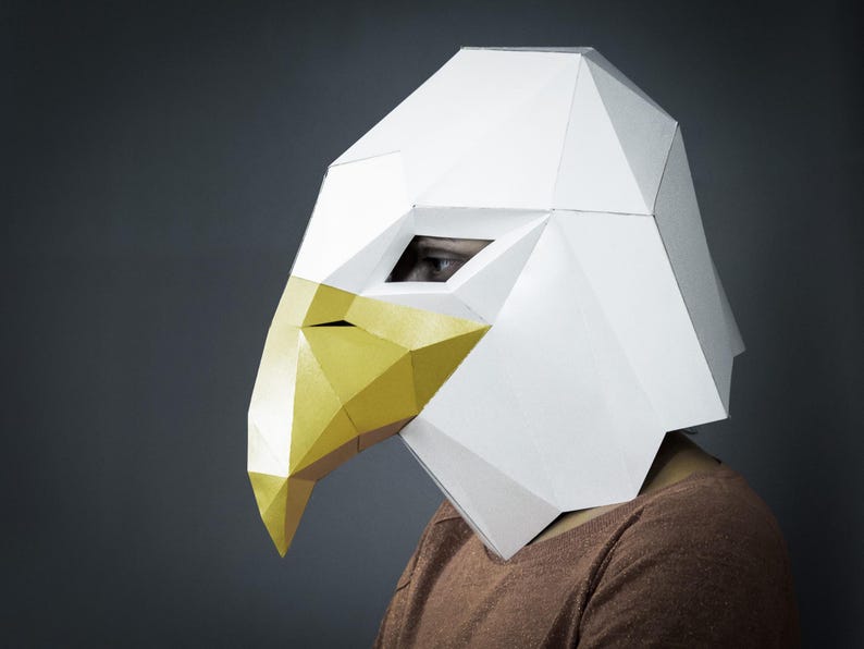 Eagle Mask Template. 3D Papercraft Mask for a Bird Costume: Halloween ...