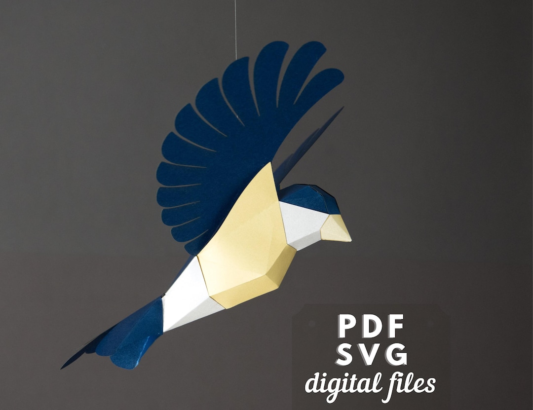 Blue Tit 3d Bird. PDF and SVG Files. DIY Papercraft. 3d Origami Bird ...