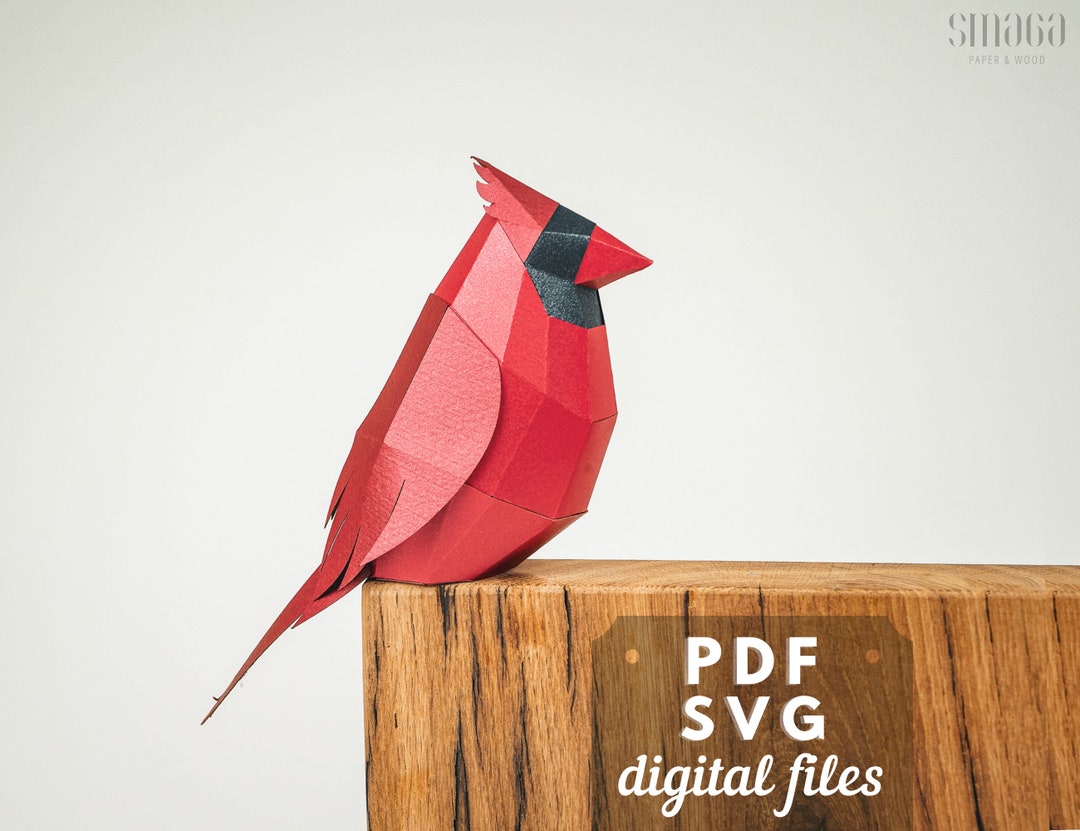 3d Bird Sculpture: Cardinal Papercraft SVG and PDF Files, Red Cardinal ...