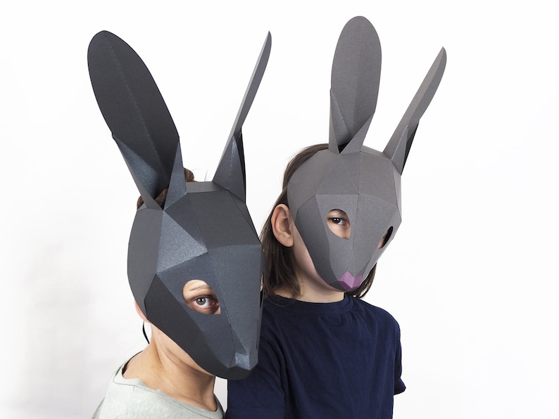 Low Poly Bunny Mask. 3d Papercraft Mask PDF and SVG. Peter - Etsy