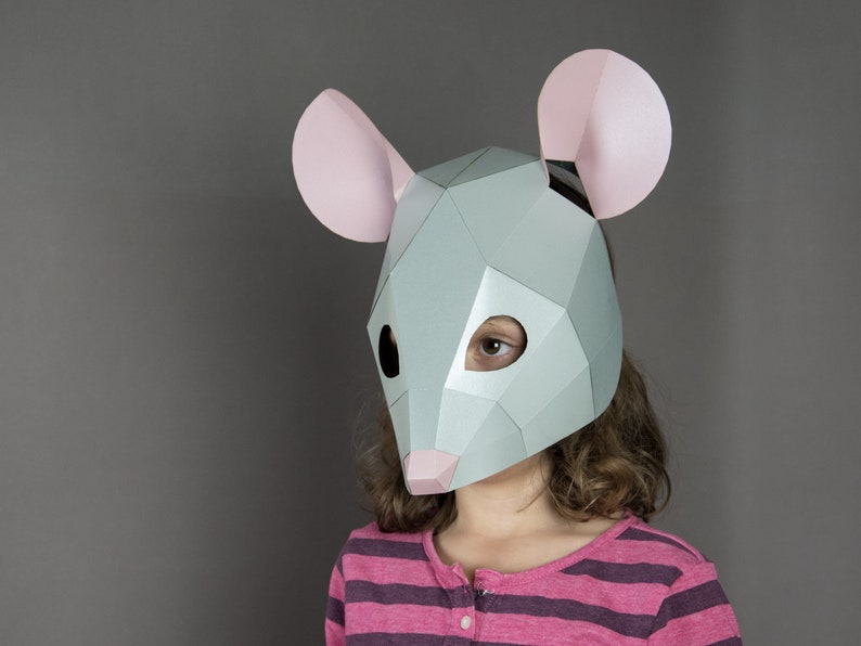 Mouse Mask for a Kids Costume. Papercraft Pdf Low Poly Mask. - Etsy