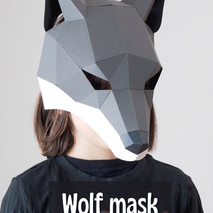 Wolf Mask SVG and PDF Patterns. Papercraft DIY Kids Costume. Low Poly ...