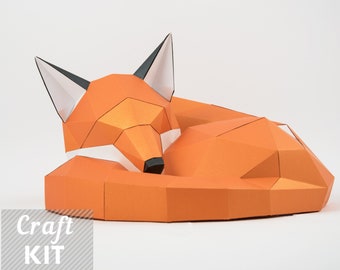 Papercraft Fox on Rock Paper Model 3d Paper Craft Paper - Etsy Israel