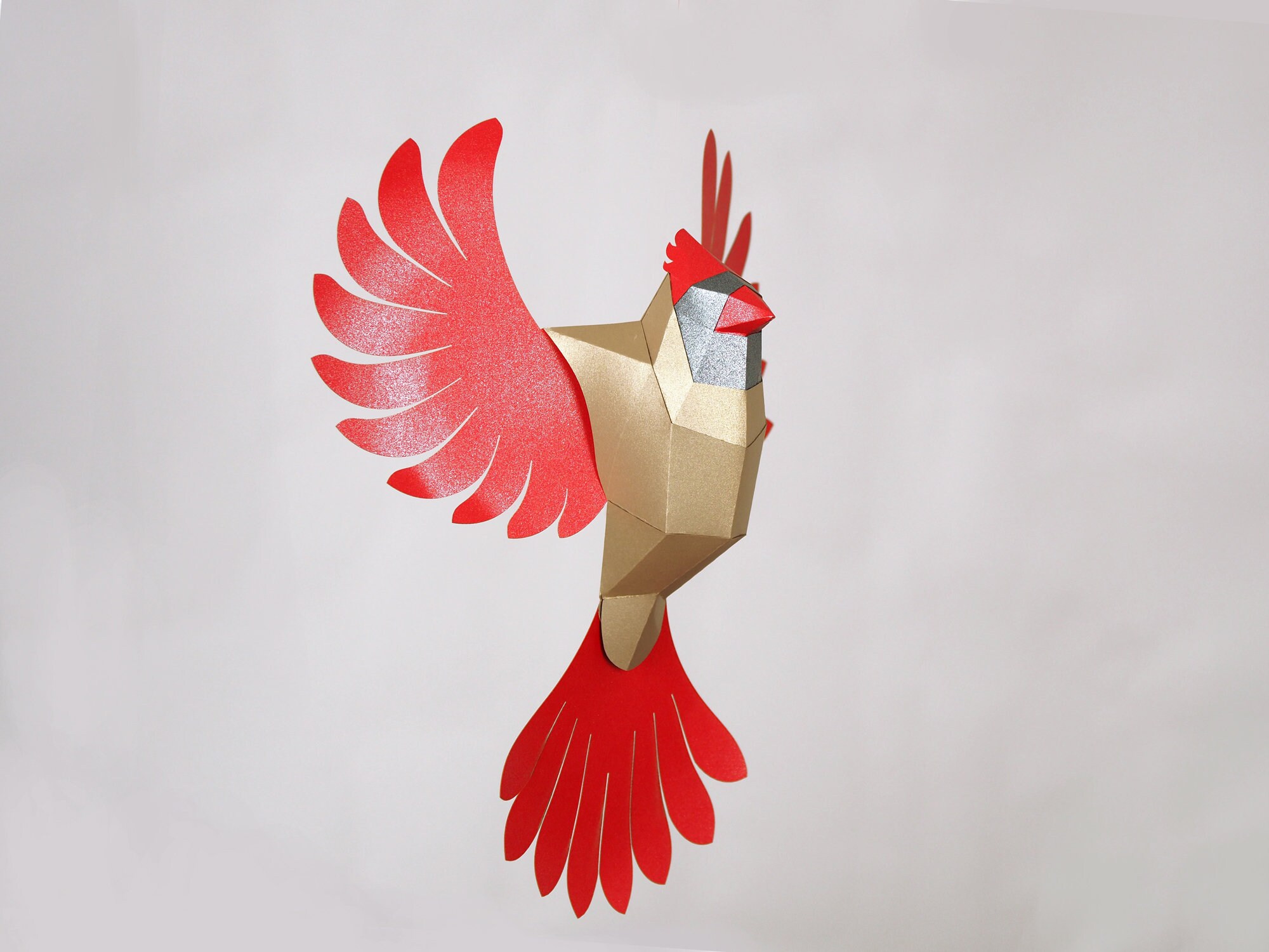 3D Origami Cardinal Bird Paper Craft Template (PDF, SVG) - Etsy