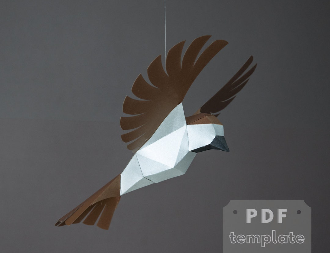 Sparrow Papercraft, 3d Paper Bird, PDF Printable Template, Paper Toy ...