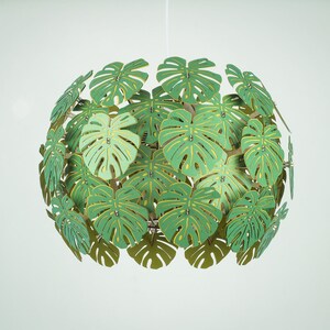 Monstera Lamp, Drum Lampshape, Tropical Chandelier Lighting for Dining ...