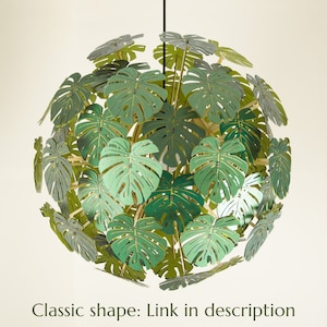 Monstera Lamp, Drum Lampshape, Tropical Chandelier Lighting for a ...
