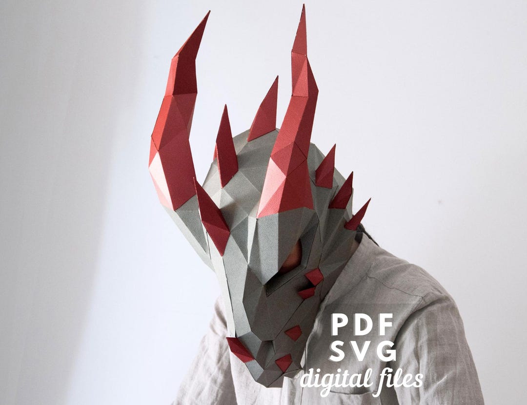 Printable Dragon Mask: DIY Papercraft Costume (PDF Download A4/US ...