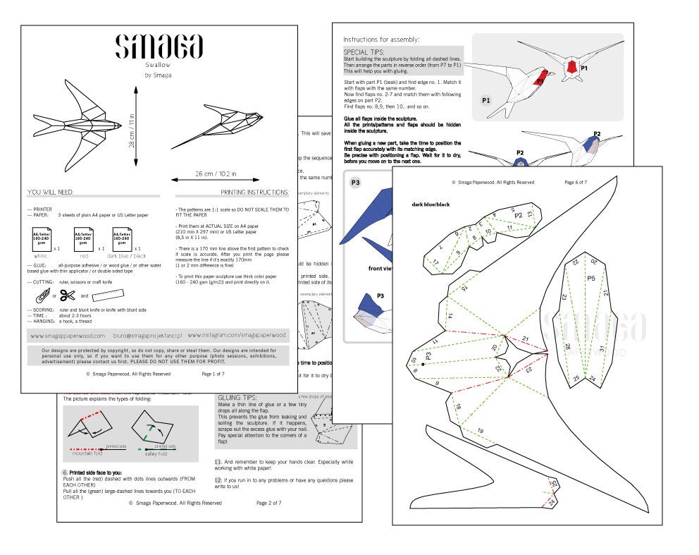 Papercraft Barn Swallow 3d papercraft Printable papercraft template ...